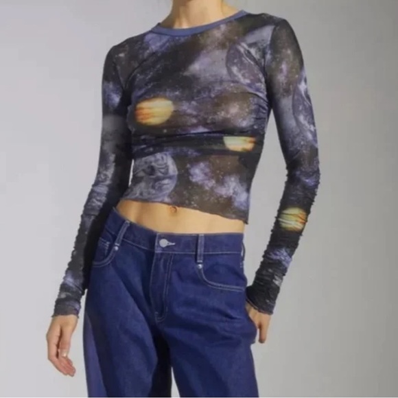 Urban Outfitters | Tops | Uo Sia Ruched Mesh Top | Poshmark